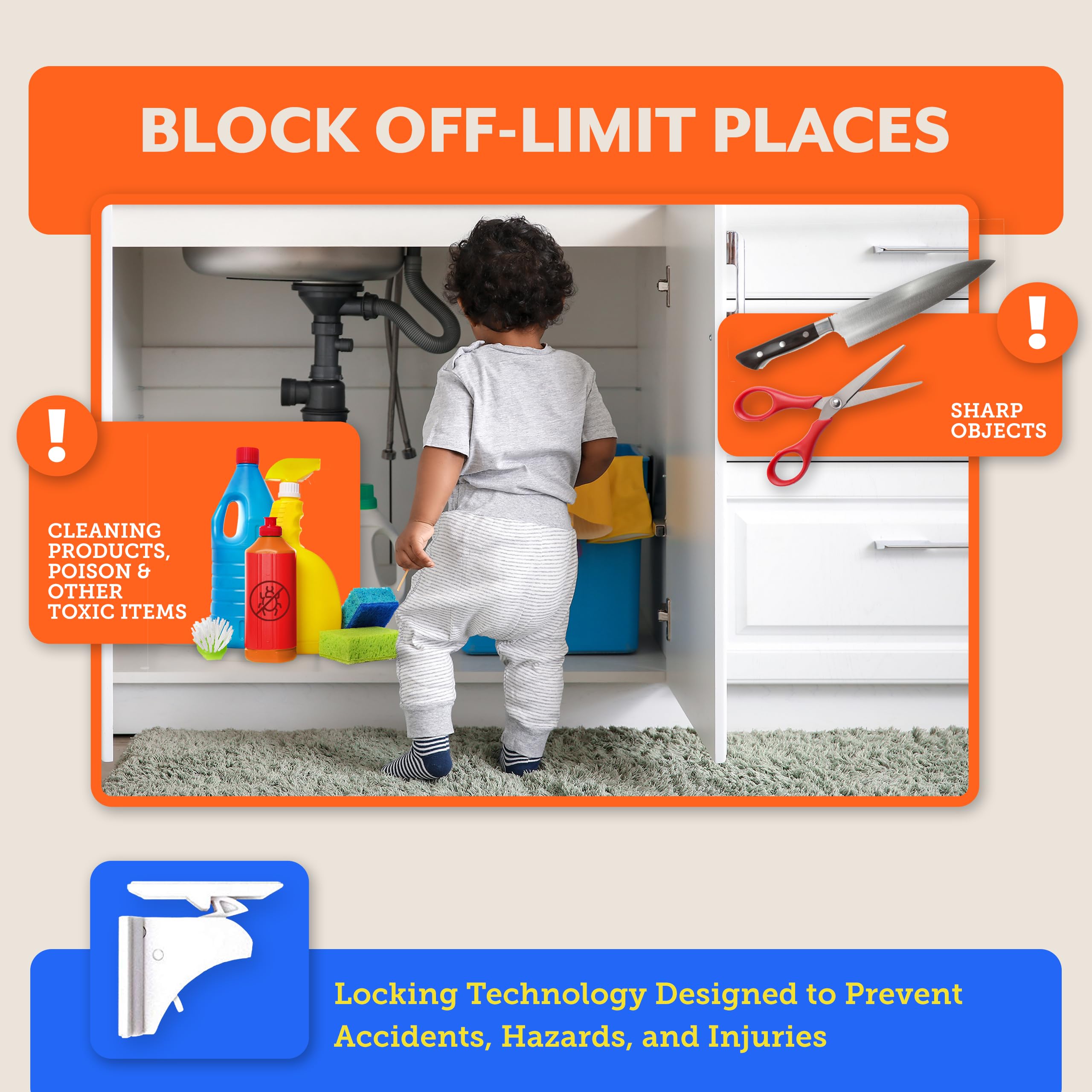 Eco-Baby Cabinet Locks for Babies - 20-Pack Magnetic Baby Proof Safety Latches, 3 Keys - Magnetic Child Proof Cupboard Drawers, Doors - Easy Installation No Drilling or Tools Required