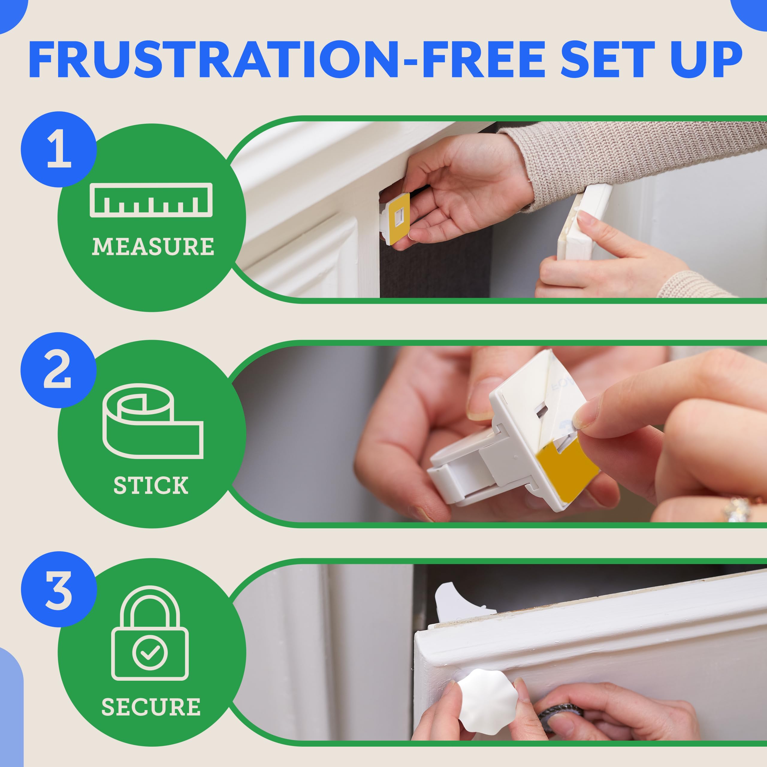 Eco-Baby Cabinet Locks for Babies - 20-Pack Magnetic Baby Proof Safety Latches, 3 Keys - Magnetic Child Proof Cupboard Drawers, Doors - Easy Installation No Drilling or Tools Required