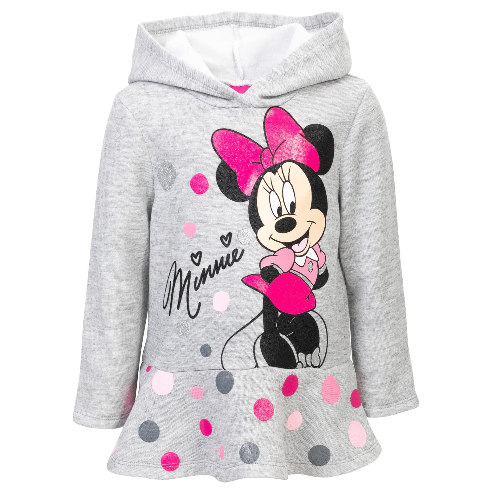 Disney Minnie Mouse Little Girls Pullover Fleece Hoodie & Leggings Heather Grey 7-8