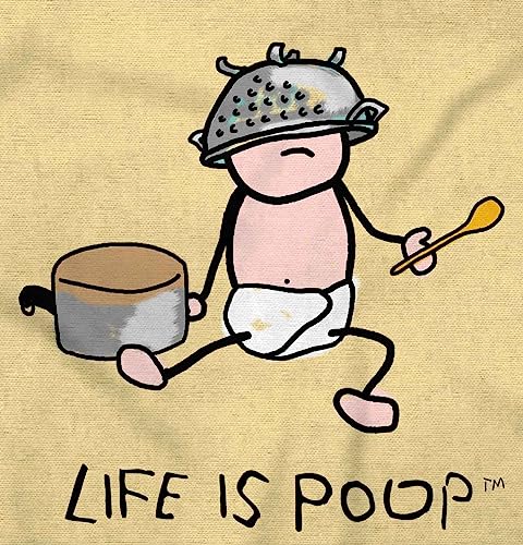 Brisco Brands Life Is Poop Pots And Pans Funny Cute Baby Romper Boys or Girls