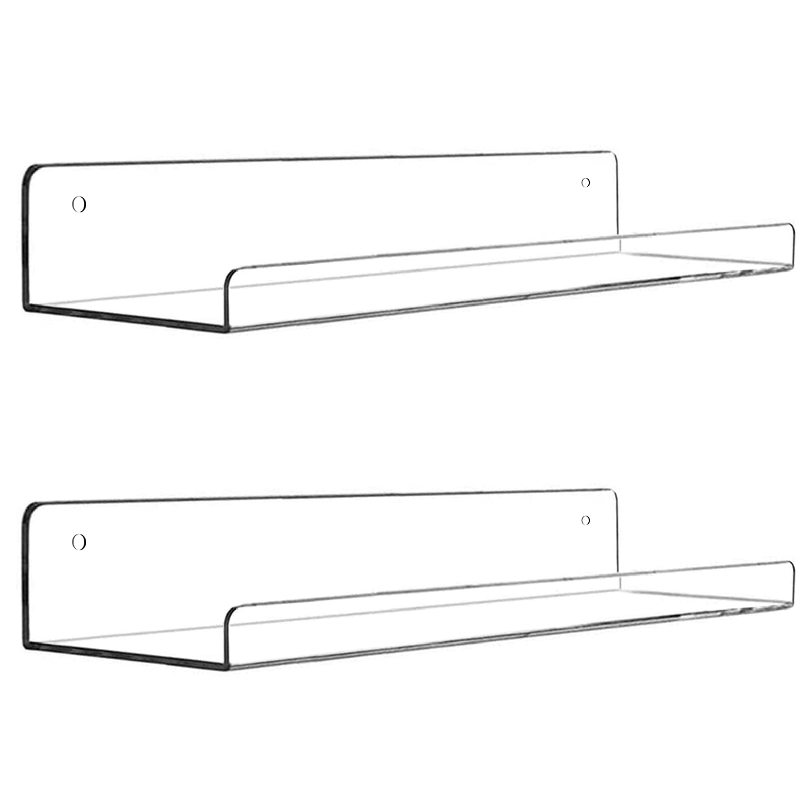 Cerpourt Acrylic Floating Wall Ledge Shelf, Clear Bathroom Storage Shelves Display,Acrylic 15" Invisible Bookshelf (2pack)