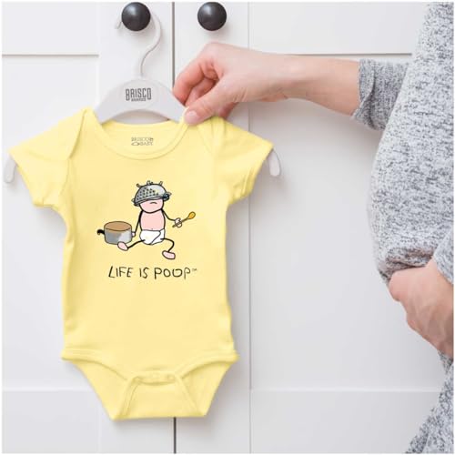 Brisco Brands Life Is Poop Pots And Pans Funny Cute Baby Romper Boys or Girls