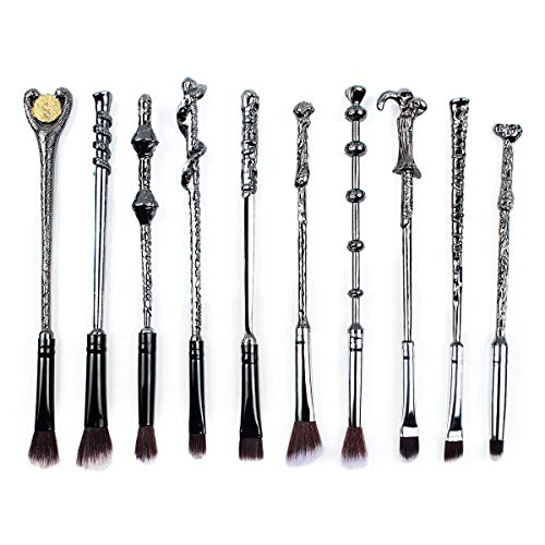 Original 10 Magical Themed Wizard Wand Makeup Brushes, Metal, Extra Durable, Soft Brushes
