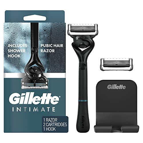 Gillette Intimate Manscape Razor for Men, Menās Pubic Razor, Manscaping, Gentle and Easy to Use, Designed For Pubic Hair, 1 Razor Handle, 2 Razor Blade Refills, Manscaping Body Razor, Mens Razor