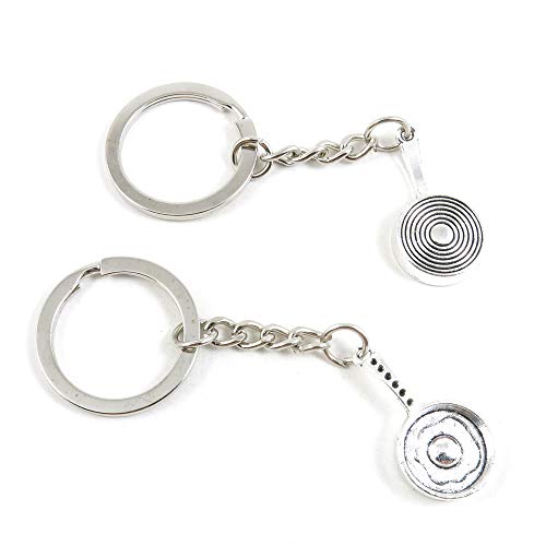 5 PCS Antique Silver Keyrings Keychains Key Ring Chains Tags Clasps A4TR8 Omelette Pan Pot