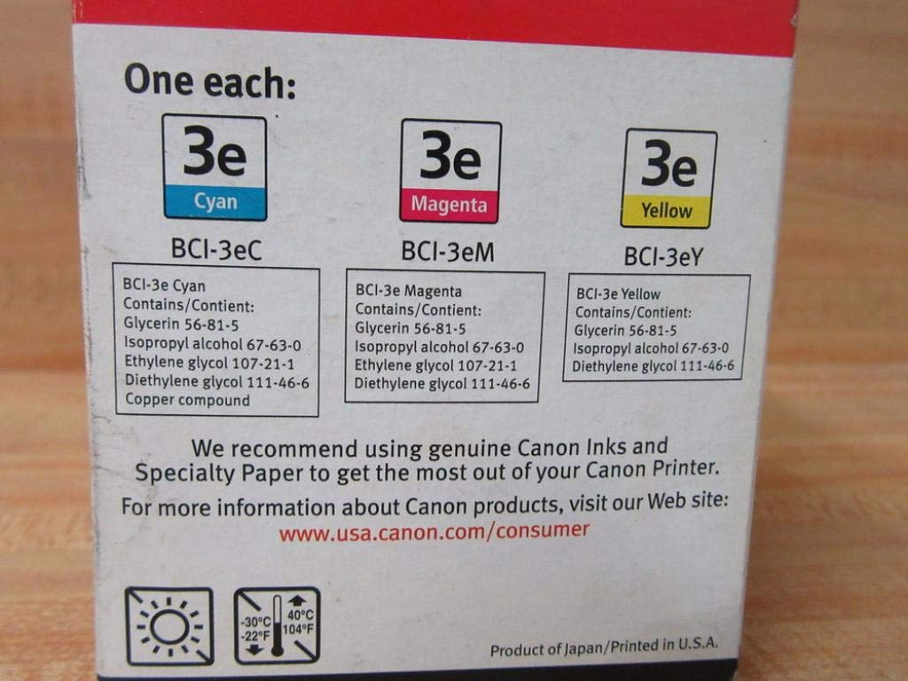 Canon BCI-3e Color Ink Tank for the BC-31e InkJet Cartridge - 3 Pack Cyan/Magenta/Yellow-4480A263