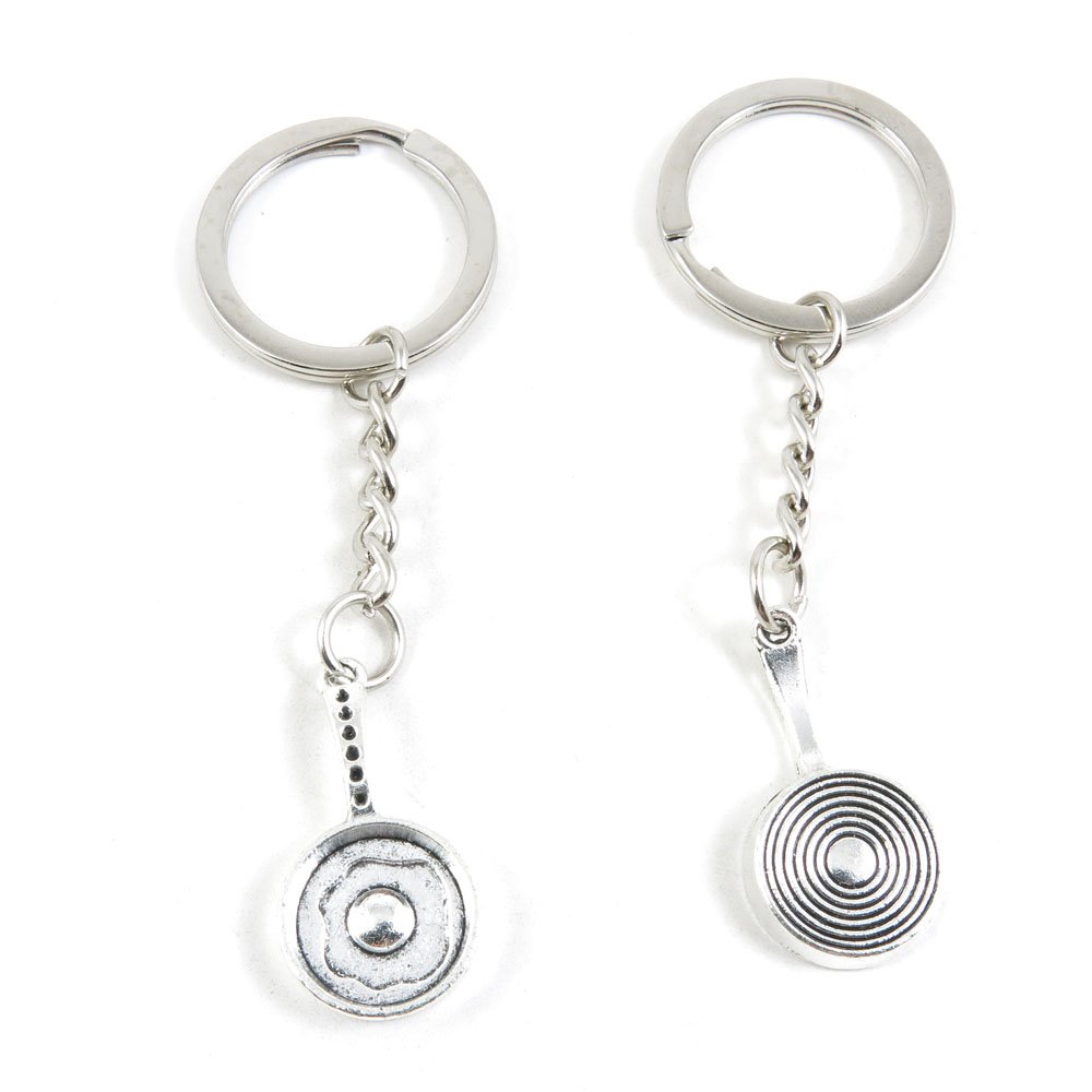 1 x Keychain Keyring Key Ring Chain Jewelry Findings F5ZW0 Omelette Pan Pot