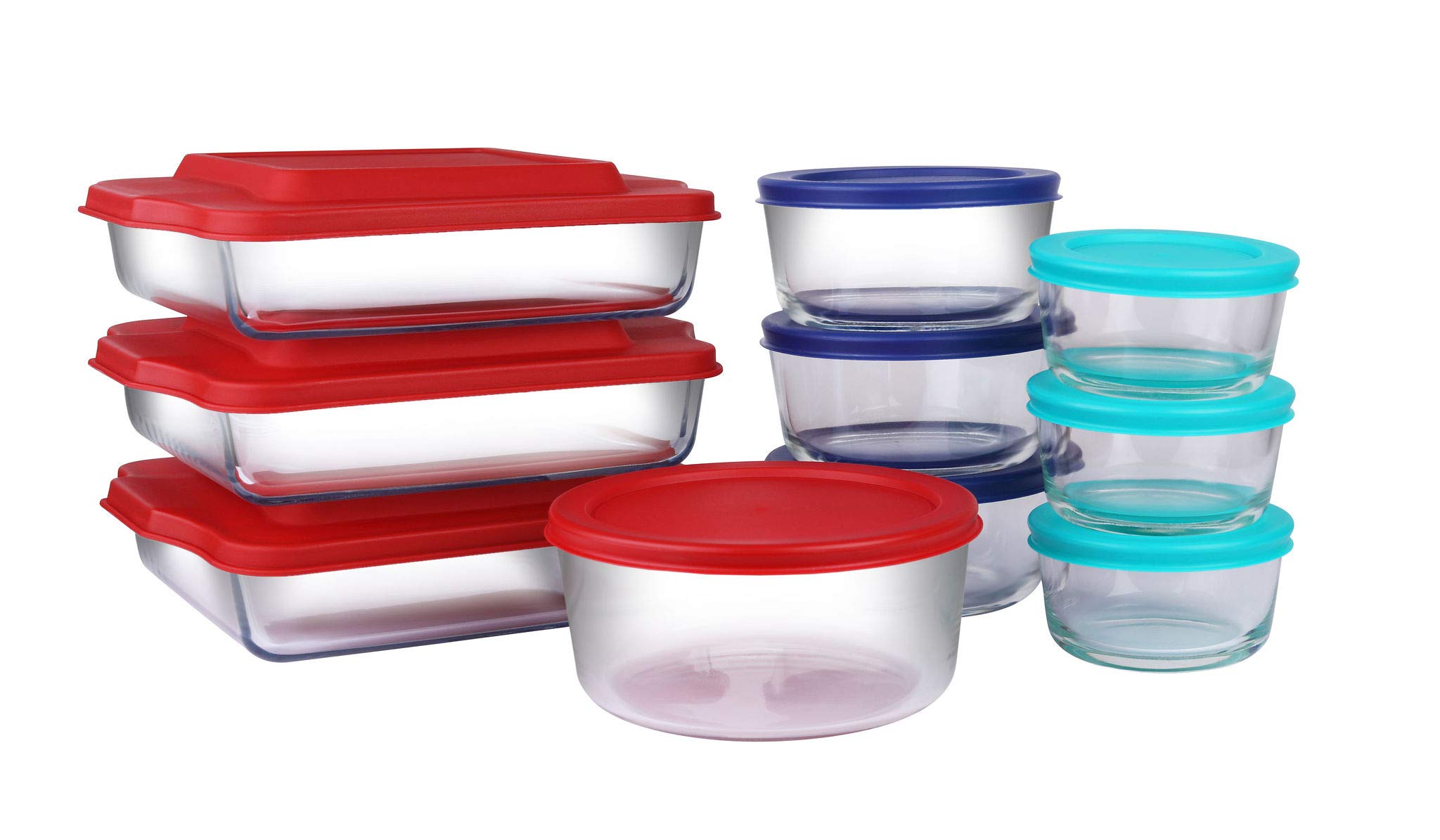 Bovado Glass 4 Cup Food Storage Containers with Red Airtight Lids 30oz/4 Cup/1 Quart (Set of 4) | Freezer-to-Oven Safe Bowls for Meal Prep, Leftovers, Baking, Cooking & Lunch | BPA-Free Kitchen Items
