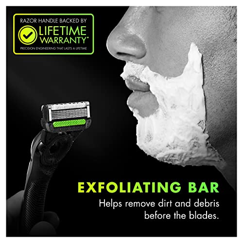 Gillette Razor for Men with Exfoliating Bar Gold Edition by GilletteLabs, Includes 1 Handle, 3 Razor Blade Refills, 1 Travel Case, 1 Premium Magnetic Stand