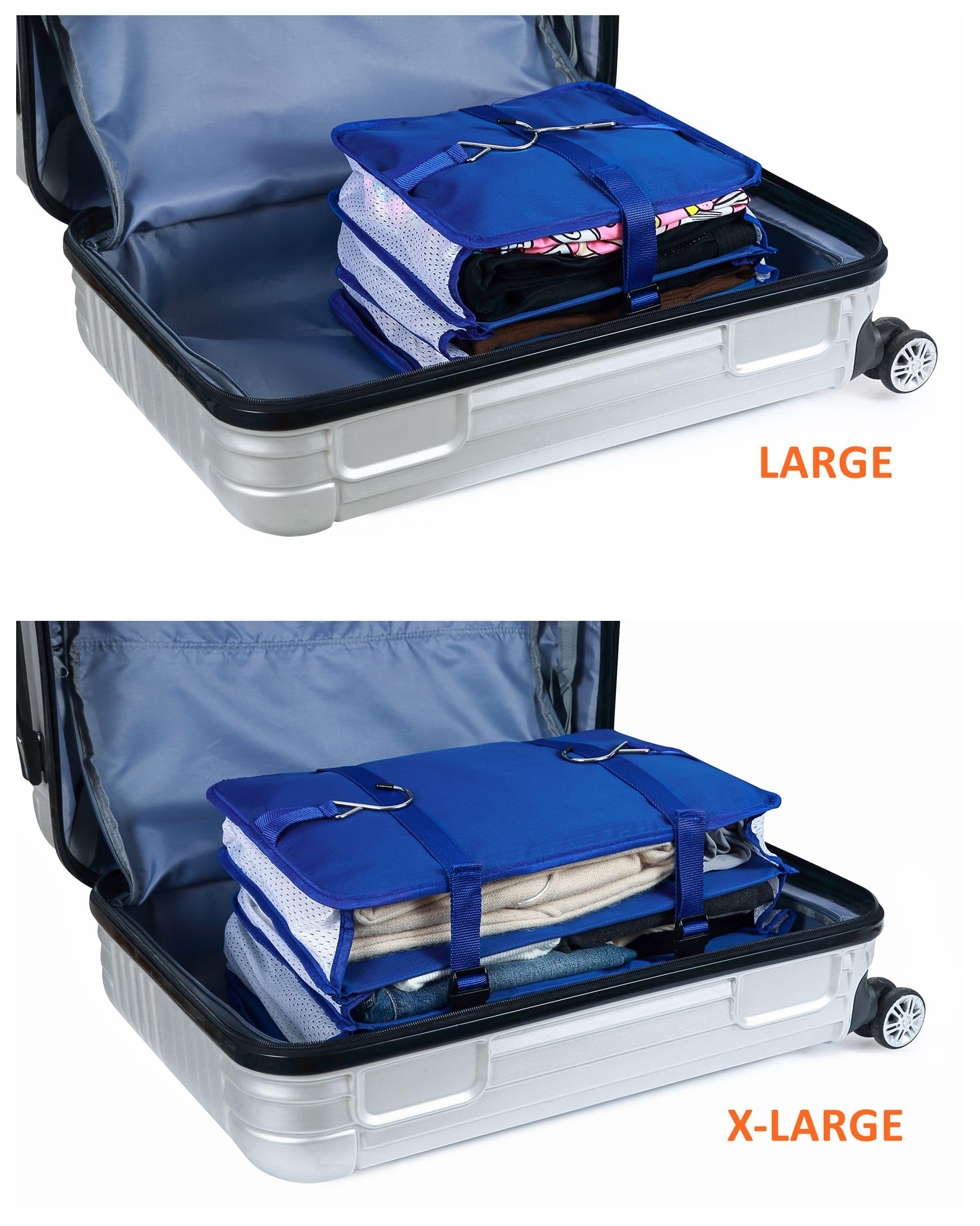CHOBOND Travel Luggage Organizer Portable Hanging Travel Shelves Bag Multiple Compartments Packing Cube Organizer for Carry on Closet Suitcase Gray
