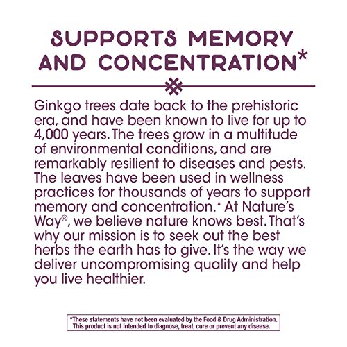 Nature's Way Premium Extract Ginkgo, Memory and Concentration*, 120 Capsules