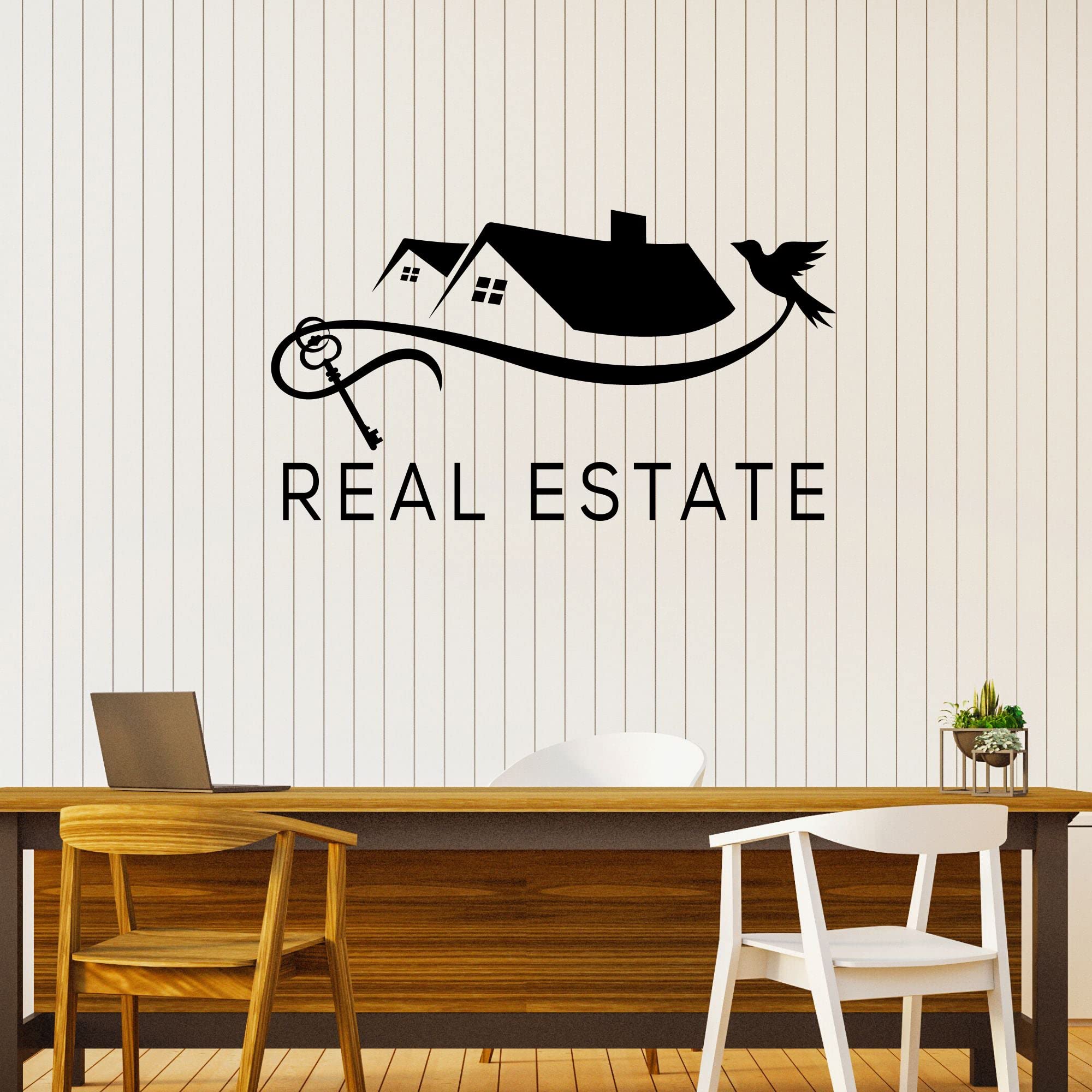 Real Estate Vinyl Decal Realtor Lettering House Rent Keys Stickers Mural (k327) Black