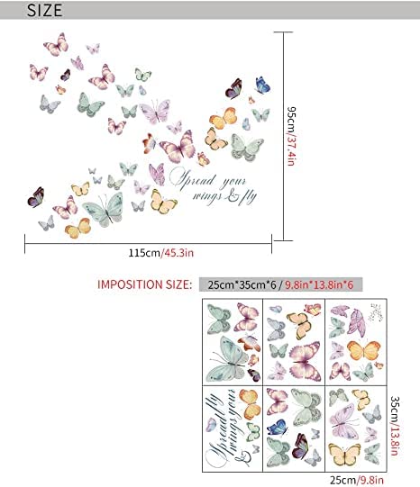 BOLENN Wall Stickers self-Adhesive Multicoloured Butterflies Peel and Vinyl Stick Decorative Wall Decals for Bedroom/Living/Nursery/Kindergarten/House for Rent