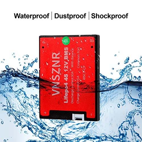 VNSZNR LiFePO4 BMS 4S 12V 30A Lithium Iron Phosphate Battery Management System PCB Protection Board with Balance Leads Wires for LiFePO4 3.2V Cells Battery Pack