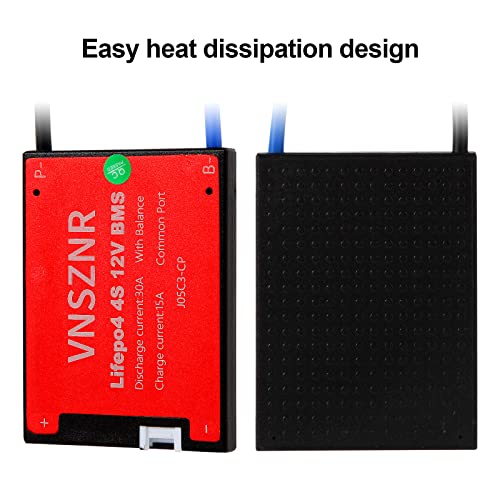 VNSZNR LiFePO4 BMS 4S 12V 30A Lithium Iron Phosphate Battery Management System PCB Protection Board with Balance Leads Wires for LiFePO4 3.2V Cells Battery Pack