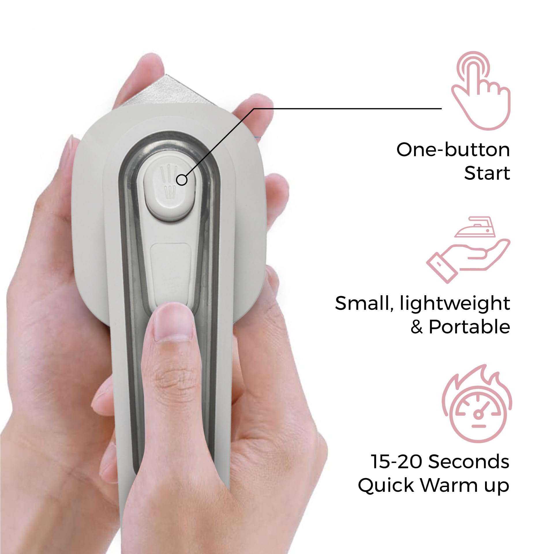 Pursonic Mini Portable Electric Iron with Quick Warm-Up, 60ml Water Tank - Small & Lightweight Ironing Board for Home & Travel - Fine Mist Travel Iron Mini with Steam