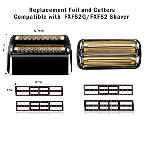 2PC Replacement Foil and Cutters Compatible with BaBylissPRO Barberology Foil Shaver,Compatible with BaByliss Barberology FXFS2G/FXFS2 Shaver,Black