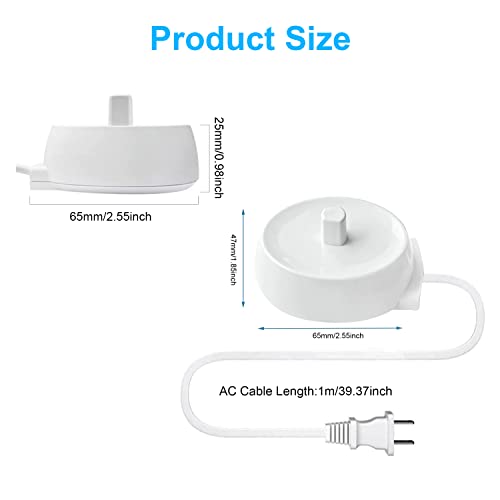 for Braun Oral-B Electric Toothbrush Replacement Charger,for Oral-B Model 3757 Waterproof IPX7 Inductive Charging Adapter,Portable Travel