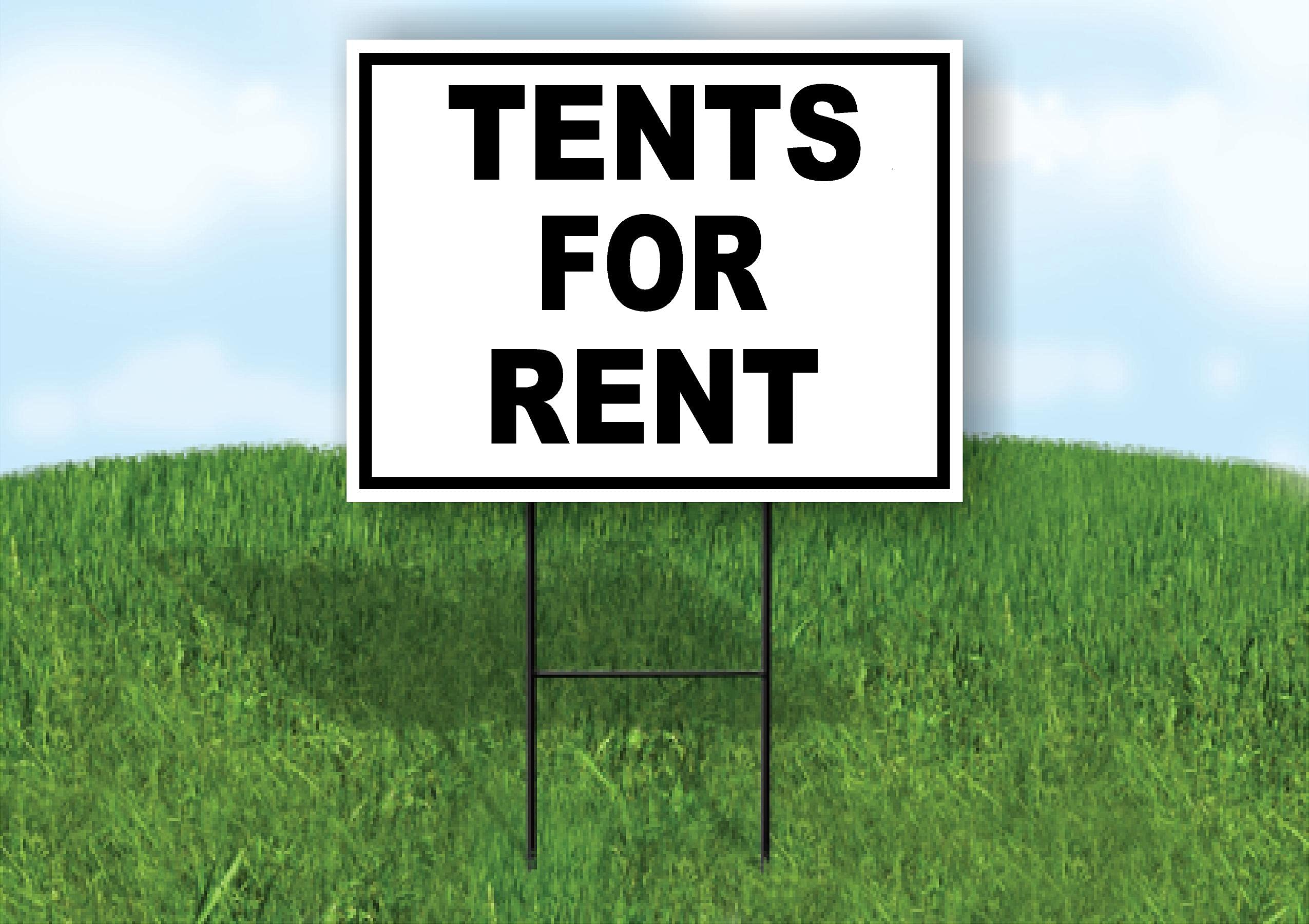 TENTS FOR RENT BLACK BORDER - Double Sided Yard Sign ROAD SIGN with Stand
