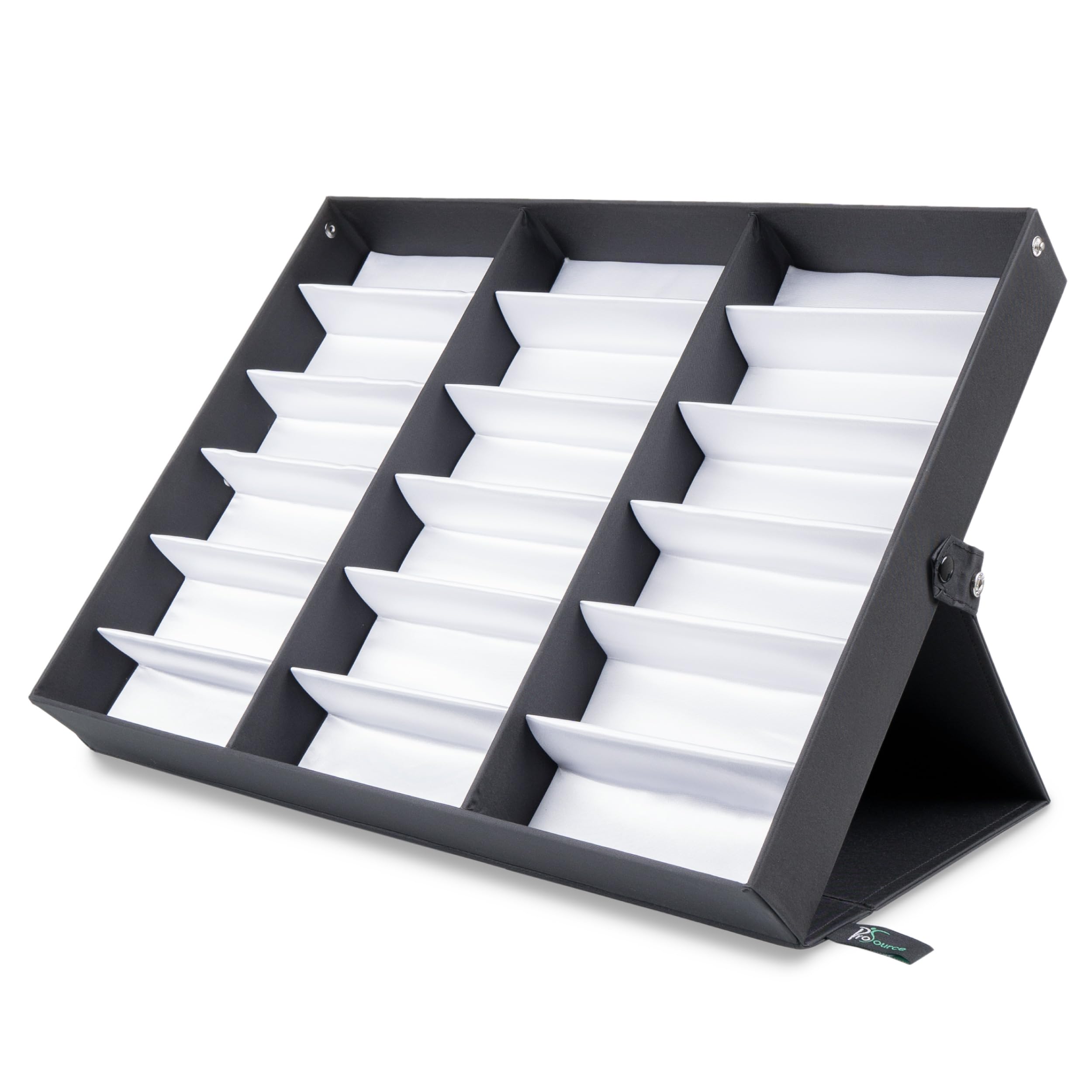 ProSource 18 Piece Sunglass Eyewear Eye Wear Display Tray Case Stand. Also Great for Watches and Jewelry, black