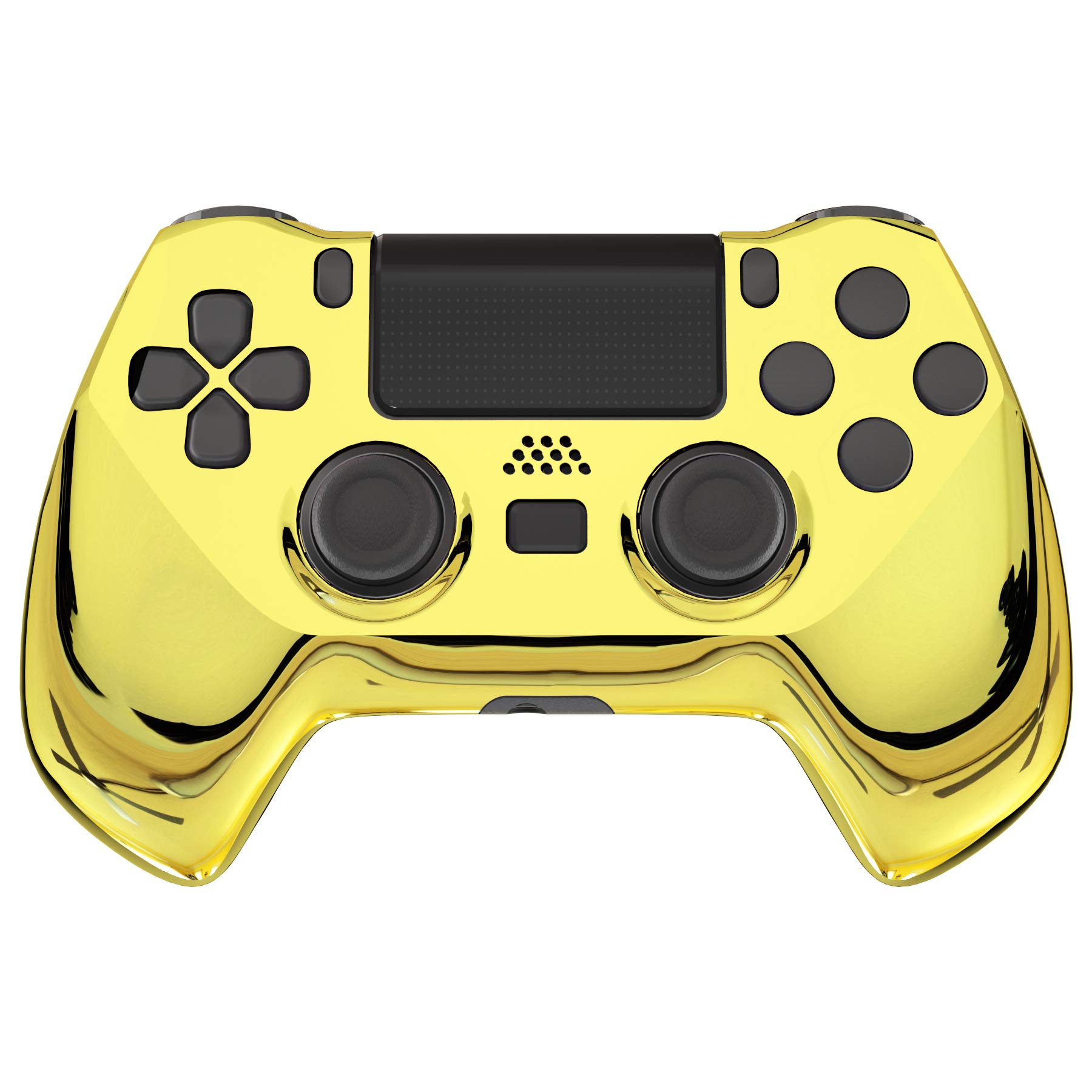 eXtremeRate Chrome Gold Decade Tournament Controller (DTC) Upgrade Kit for PS4 Controller JDM-040/050/055, Upgrade Board & Ergonomic Shell & Back Buttons & Trigger Stops - Controller NOT Included