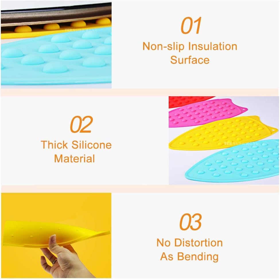Silicone Anti Slip Iron Rest Pad, Iron Rest for Ironing Board Portable Ironing Stand for Travel and Mini Quilting Iron Use Hot Safety Ironing Rest Pad (yellow)
