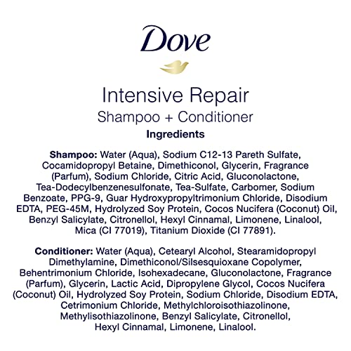 Dove Ultra Intensive Repair Concentrate Shampoo And Conditioner For Damaged Hair Repairs And Protects In 30 Seconds, 2X More Washes, Combo Pack, 20 fl oz (Pack of 2)
