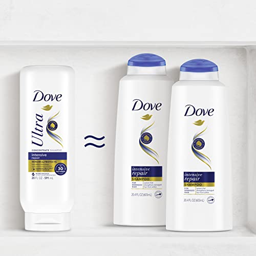 Dove Ultra Intensive Repair Concentrate Shampoo And Conditioner For Damaged Hair Repairs And Protects In 30 Seconds, 2X More Washes, Combo Pack, 20 fl oz (Pack of 2)