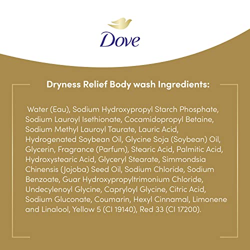 Dove Body Wash for Dry Skin Dryness Relief Effectively Washes Away Bacteria While Nourishing Your Skin 22 oz (Pack of 4)