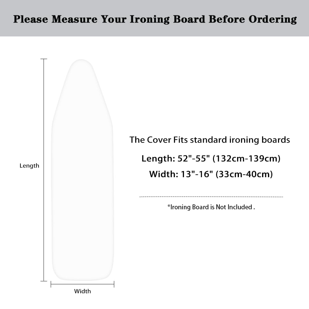 Mumeson Maples Ironing Board Protection Covers Thick Padding, Elastic Edge, Silicone Coated, Resist Scorching and Staining, Adjustable Fastener Iron Board Covers