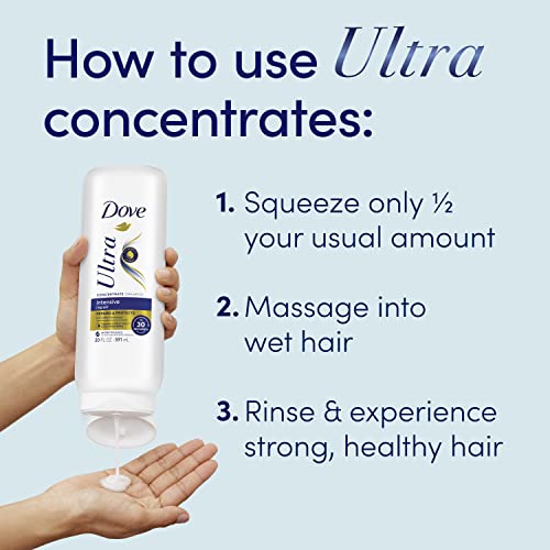 Dove Ultra Intensive Repair Concentrate Shampoo And Conditioner For Damaged Hair Repairs And Protects In 30 Seconds, 2X More Washes, Combo Pack, 20 fl oz (Pack of 2)
