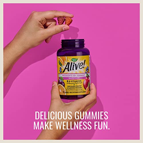 Nature’s Way Alive! Women’s 50+ Gummy Multivitamins, Essential Vitamins & Minerals, Supports Whole Body Wellness*, Vegetarian, Mixed Berry Flavored, 60 Gummies