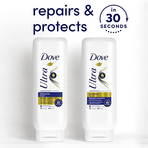 Dove Ultra Intensive Repair Concentrate Shampoo And Conditioner For Damaged Hair Repairs And Protects In 30 Seconds, 2X More Washes, Combo Pack, 20 fl oz (Pack of 2)