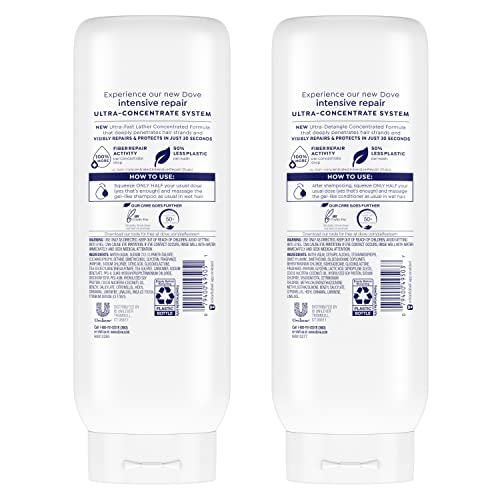 Dove Ultra Intensive Repair Concentrate Shampoo And Conditioner For Damaged Hair Repairs And Protects In 30 Seconds, 2X More Washes, Combo Pack, 20 fl oz (Pack of 2)