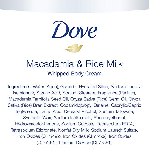 Dove Whipped Body Cream Dry Skin Moisturizer Macadamia and Rice Milk Nourishes Skin Deeply, 10 Ounce (Pack of 3)