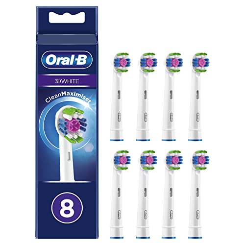 Braun Oral-B 4210201329428 3DWhite Toothbrush Heads with Cleanmaximiser Bristles for Brightening Cleaning in Letterbox Packaging Pack of 8