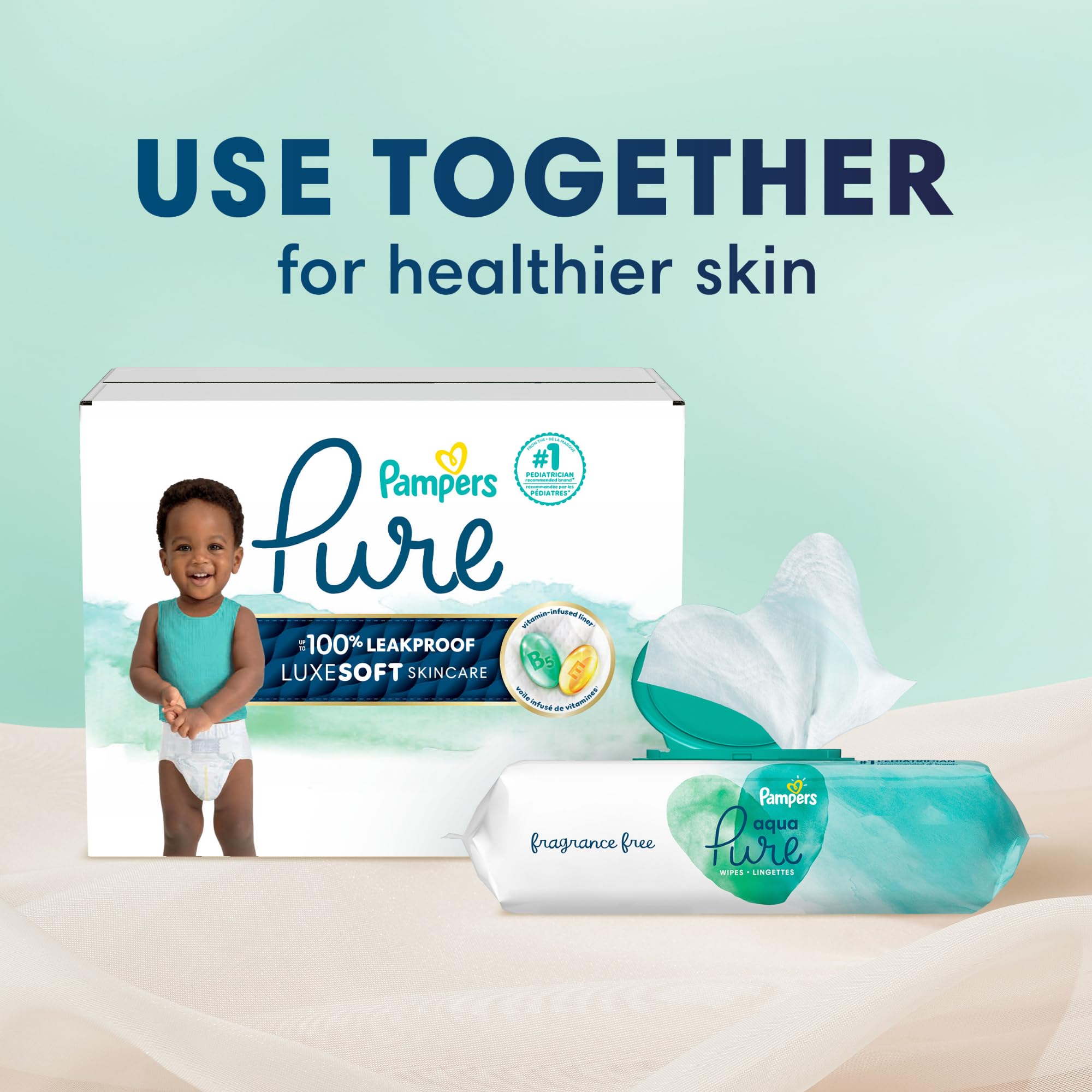 Diapers Size 1, 198 Count - Pampers Pure Protection Disposable Baby Diapers, Hypoallergenic and Unscented Protection (Packaging & Prints May Vary)