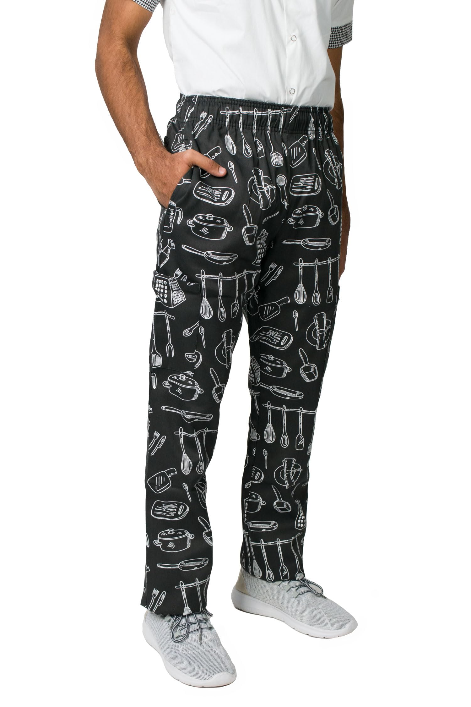 Chef Code Modern Fit Unisex Cargo Chef Pants, Elastic Waist CC220 (US, Alpha, 3X-Large, Regular, Regular, Pots & Pans)