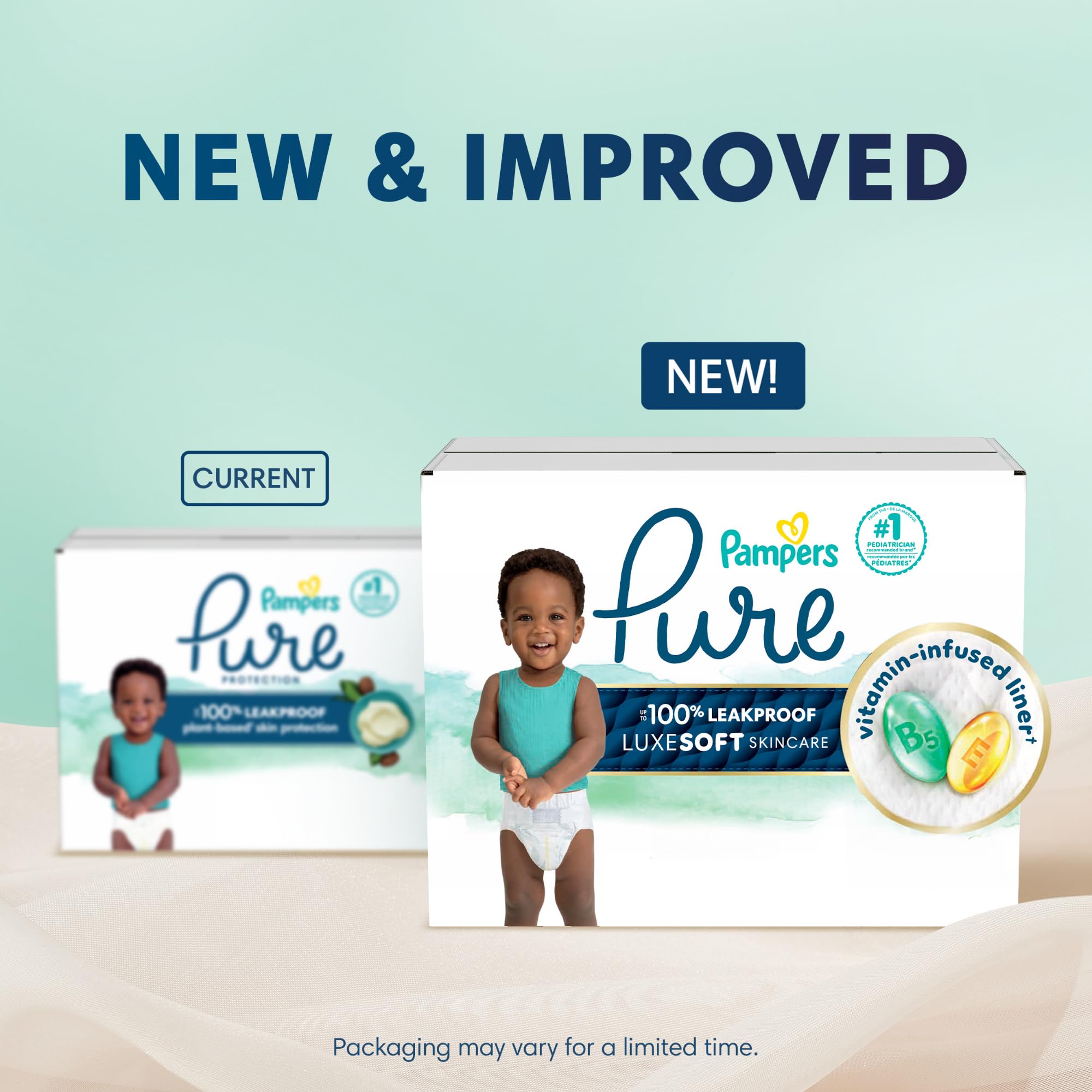Diapers Size 1, 198 Count - Pampers Pure Protection Disposable Baby Diapers, Hypoallergenic and Unscented Protection (Packaging & Prints May Vary)