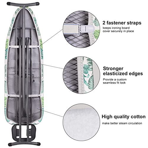 Ironing Board Cover and Pad 15x54 Inch, Iron Board Cover with Padding, Iron Board Cover Large Fits All Standard Sizes, Silicone Coating, Scorch Resistant, Extra Thick Covers with Elastic Edge