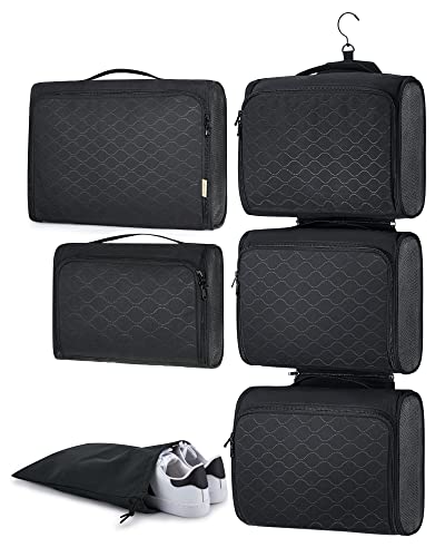 Hanging Packing Cubes for Travel, BAGSMART 6 Set Travel Organizer Cubes for Travel Accessories, Portable Suitcase Organizer Bags Set, Lightweight Stow and Go Travel Luggage Packing Organizer