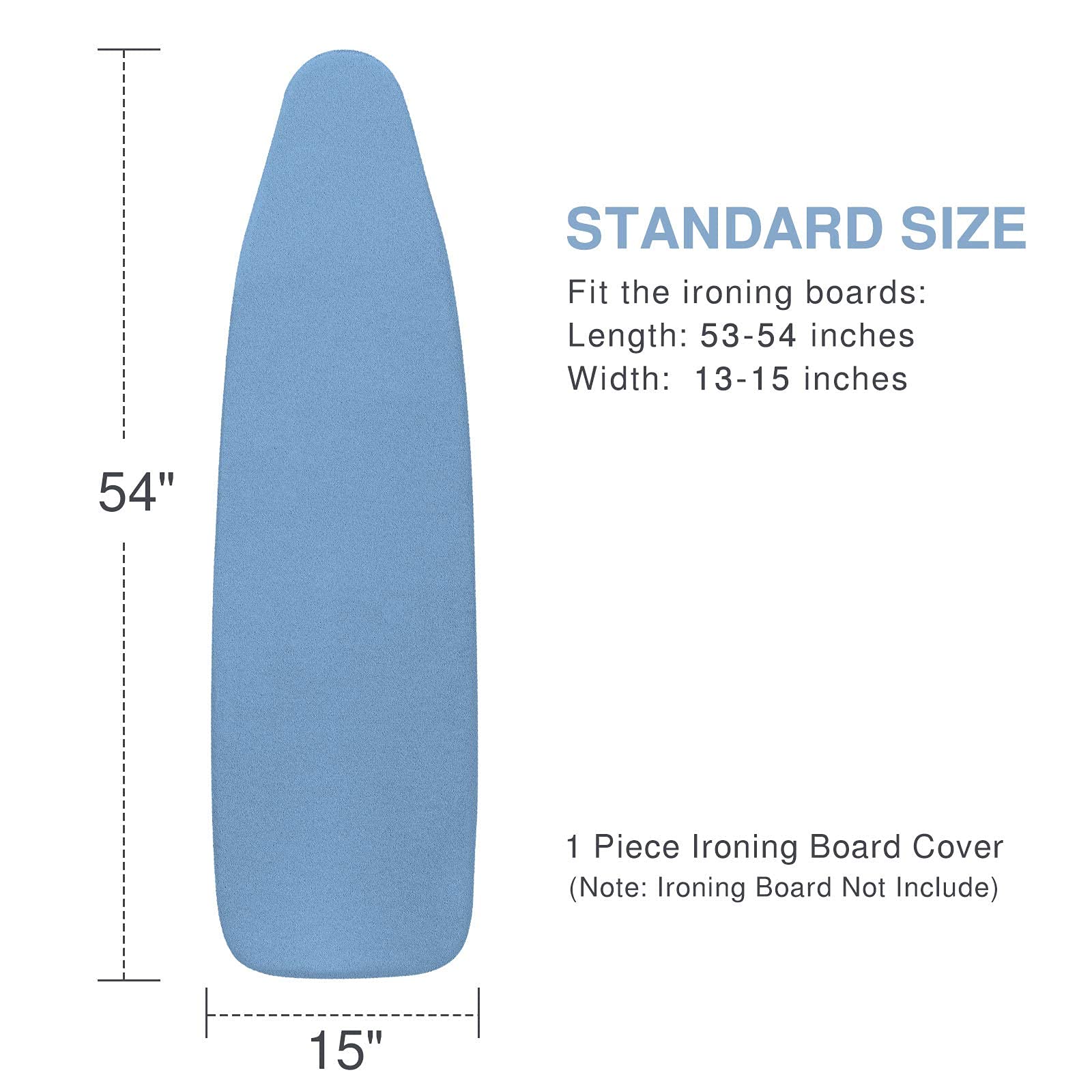VividPaw Ironing Board Cover and Pad, Standard Size 15x54, Thick Padding, Elastic Edge, Silicone Coated, Resist Scorching and Staining, Adjustable Fastener, Heavy Duty Padded Iron Board Covers (Blue)