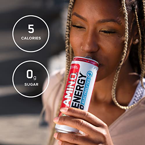 Optimum Nutrition Amino Energy Drink Plus Electrolytes for Hydration, Sugar Free, Caffeine for Pre-Workout Energy and Amino Acids / BCAAs for Post-Workout Recovery - Green Apple, 12 Fl Oz (Pack of 12)
