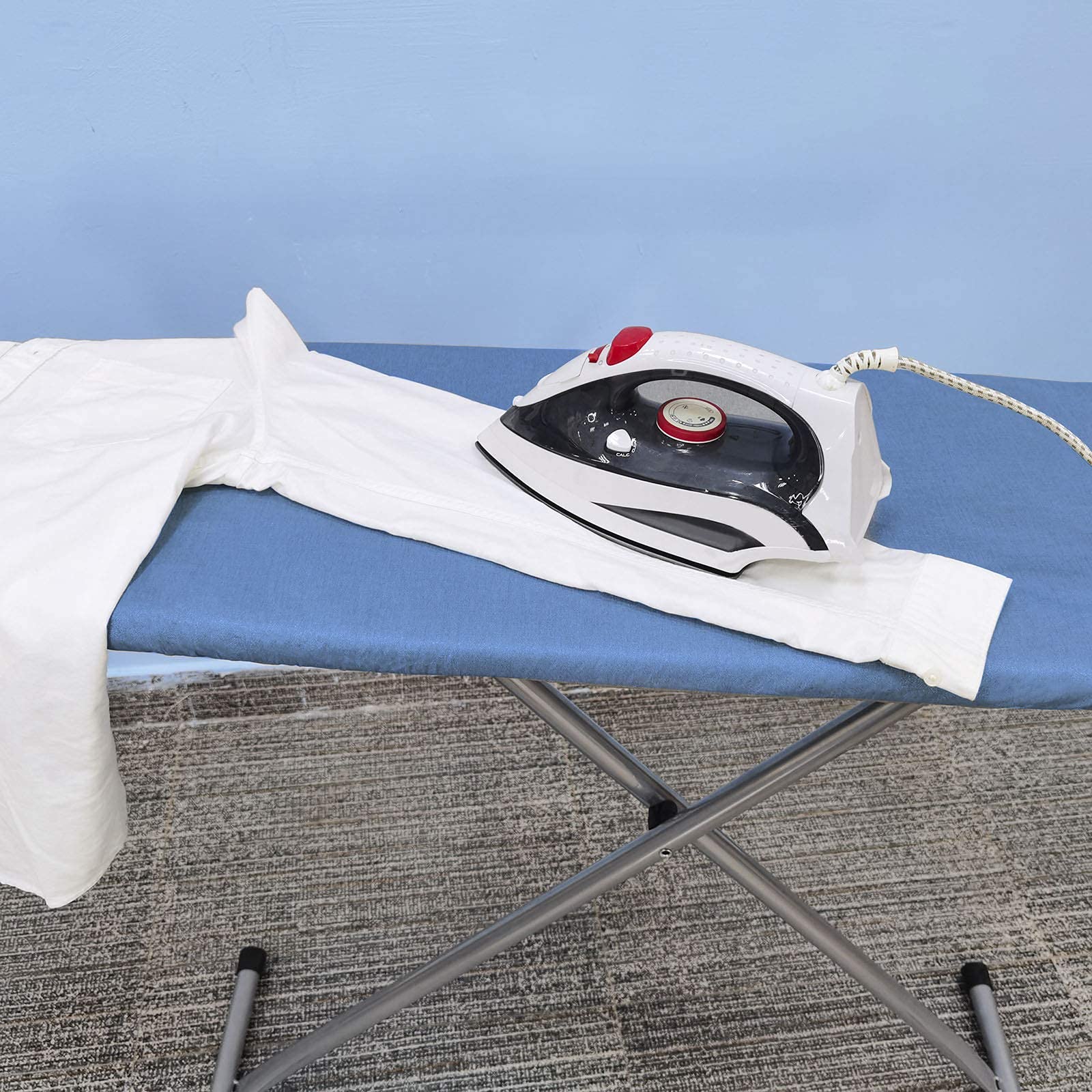VividPaw Ironing Board Cover and Pad, Standard Size 15x54, Thick Padding, Elastic Edge, Silicone Coated, Resist Scorching and Staining, Adjustable Fastener, Heavy Duty Padded Iron Board Covers (Blue)