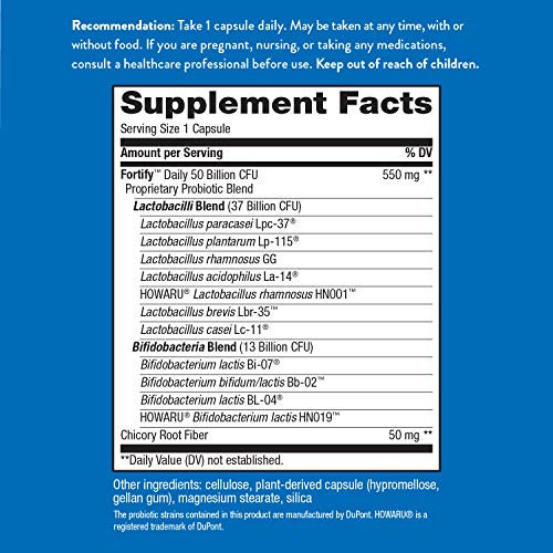 Nature's Way Fortify Daily Probiotic + Prebiotic for Men and Women, 50 Billion Live Cultures, Extra Strength Digestive and Immune Health Support* Supplement, 30 Capsules