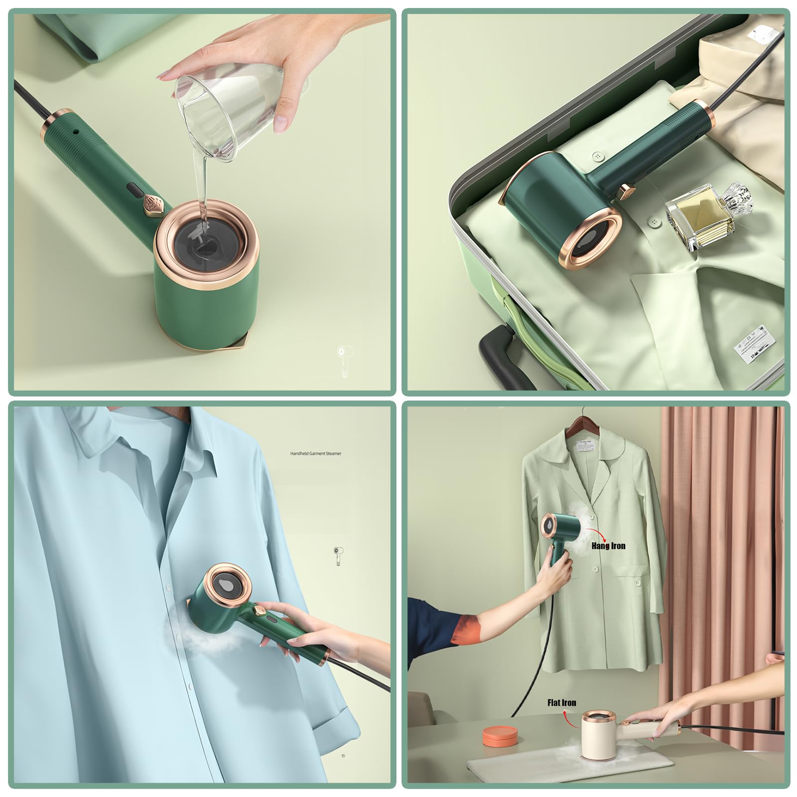Portable Mini Ironing Machine, Travel Mini Steam Iron, Handheld Mini Ironing Machine for Clothes, Fast Preheating Steam Dry Ironing for Home and Travel (Beige)