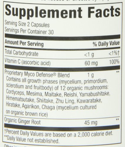 Nature's Way Myco Defense Premium Blend Mushroom Blend for Immune Support* Vegan 60 Capsules