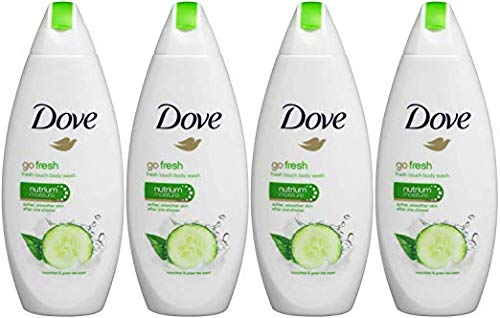 Dove Go Fresh Cool Moisture Fresh Touch Body Wash, Cucumber and Green Tea, 16.9 Oz / 500 Ml (Pack of 4) International Version