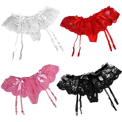 Toxz Women Sexy Lingerie Lace Top Garter Belt Thigh Stocking Pantyhose,Floral Lace Babydoll,G-String/Thong,Plunging Eyelash,Sheer Perspective Embroidered