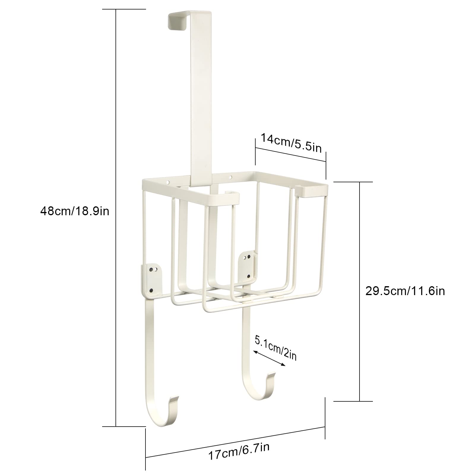 ORLESS Over The Door/Wall Mount Ironing Board Hanger, Laundry Room Iron and Ironing Caddy Board Storage Holder Cream